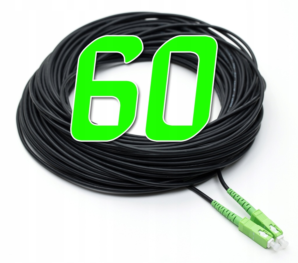Patchcord światłowodowy zewnętrzny SC/APC 60m DROP - 14487954492 - oficjalne archiwum Allegro