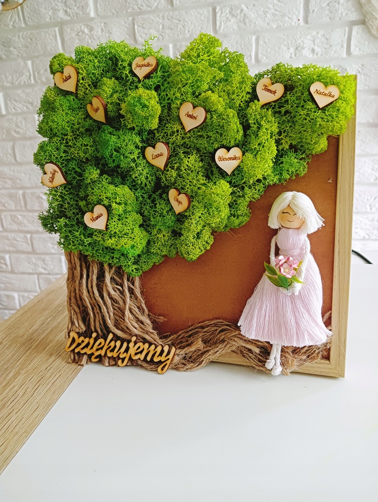 Ramka z mchem podziękowanie nauczyciela rodziców - 12909115223 - oficjalne archiwum Allegro