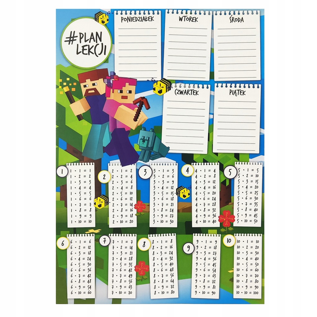 PLAN LEKCJI ZAJĘĆ A4 SZKOLNY Z TABLICZKĄ MNOŻENIA GRA 2 HENRY - 15615443301 - oficjalne archiwum ...