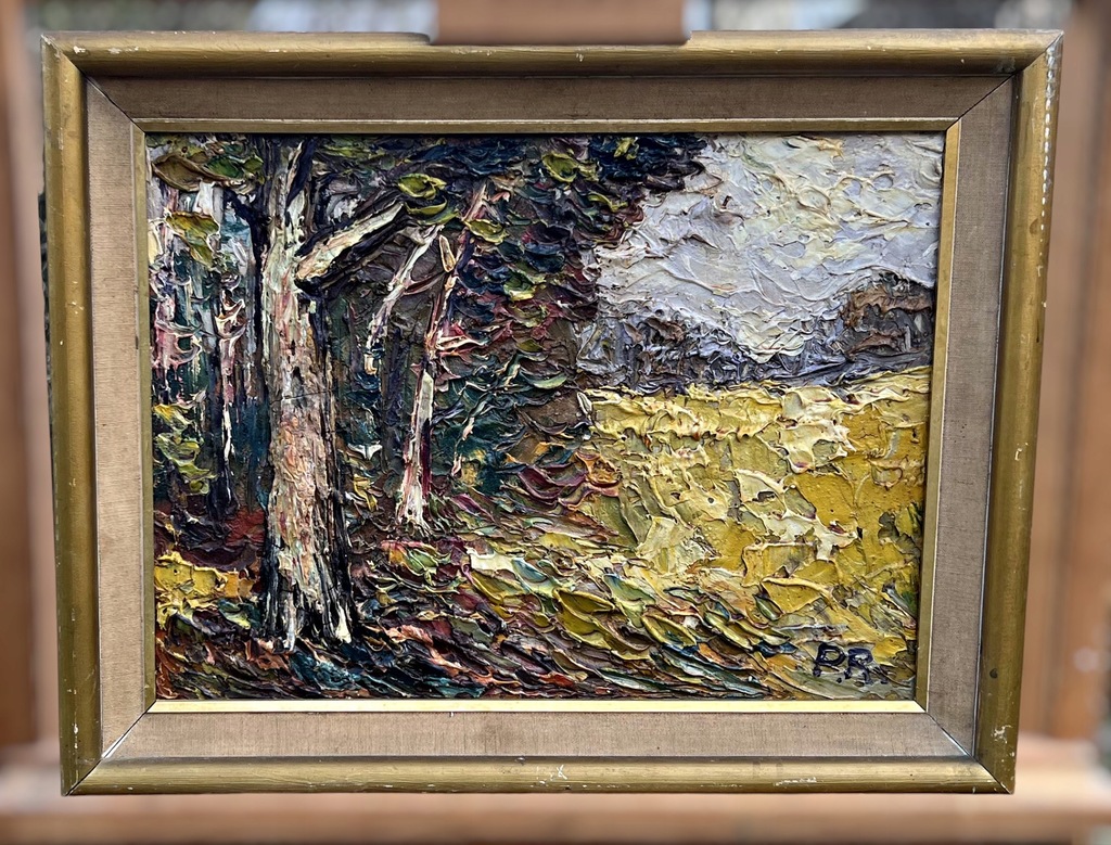 PREBEN RASMUSSEN PEJZAŻ Z DRZEWAMI 1919-1970 STARY OBRAZ CENNY ...