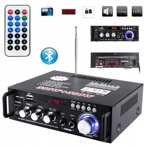 AMPLITUNER WZMACNIACZ STEREO BLUETOOTH 5.0 RADIO - 13987679310 - oficjalne archiwum Allegro