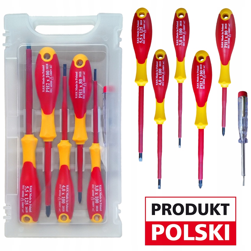 ZESTAW WKRĘTAKÓW IZOLOWANYCH 1000V + PRÓBNIK - 12585593213 - oficjalne archiwum Allegro