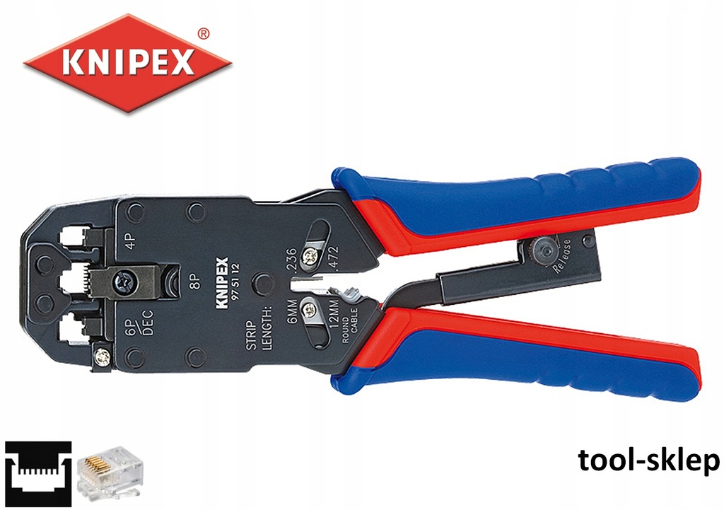 KNIPEX 975112 Zaciskarka do skrętki RJ45 RJ12 - 12218904838 - oficjalne ...