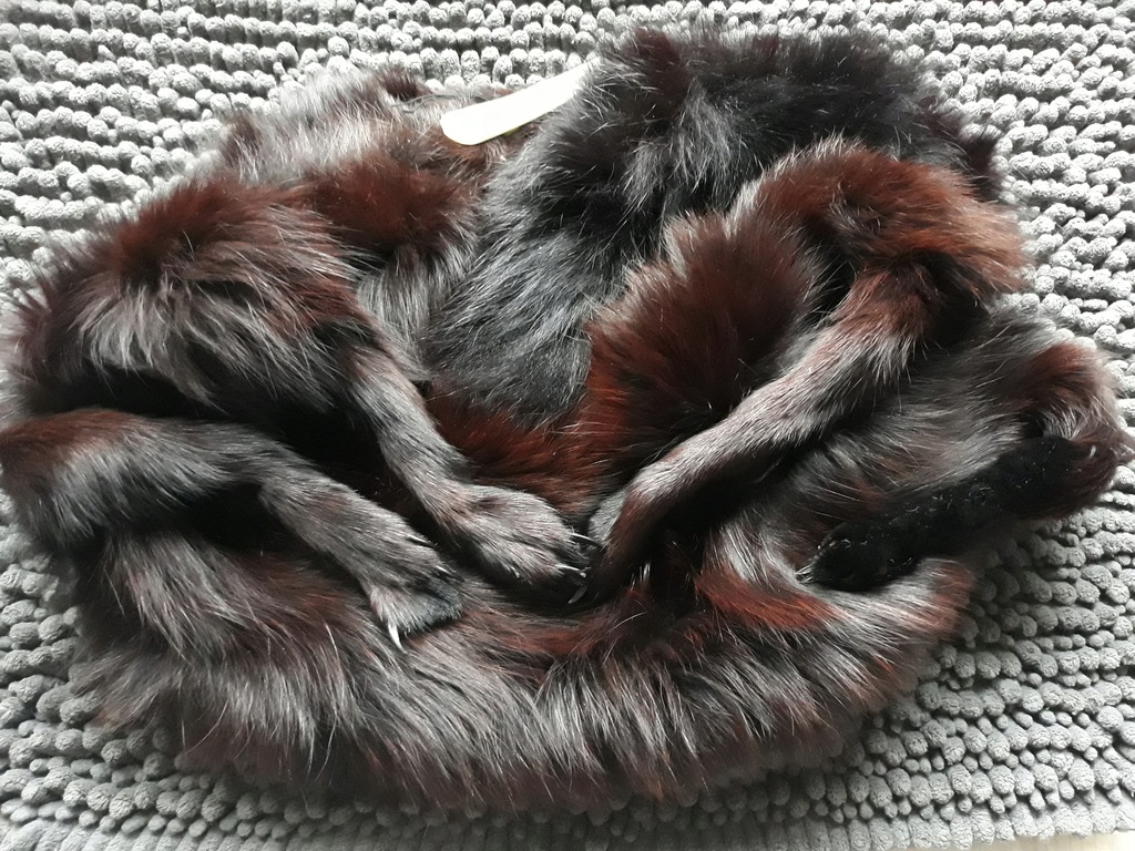 VINTAGE KOŁNIERZ CZARNY LIS SYBERYJSKI FUTRO SZAL - 9997306227 ...