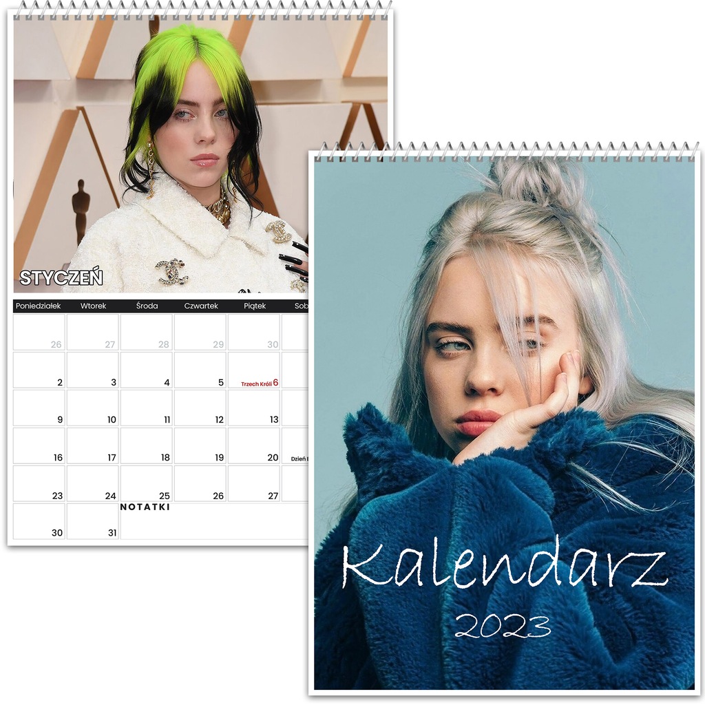 KALENDARZ ŚCIENNY A3 BILLIE EILISH 2023 Y2 - 12619353332 - oficjalne archiwum Allegro