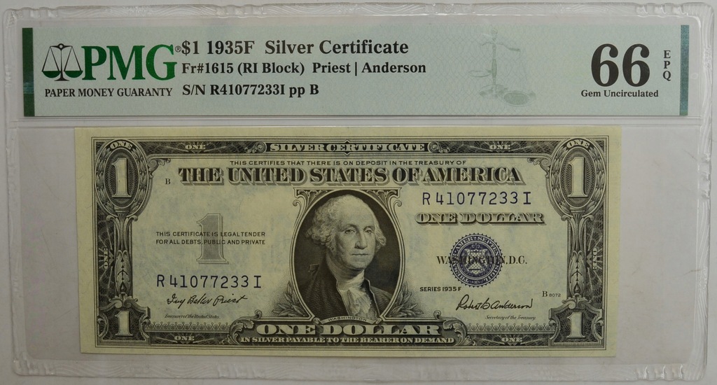 2.ge.USA, 1 Dolar 1935 F, Siver Cert., PMG 66 - 14622068368 - oficjalne archiwum Allegro