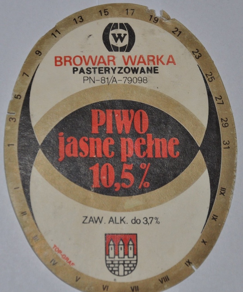 ETYKIETA OD PIWA "PIWO JASNE PEŁNE10,5%" - 10745506960 - oficjalne archiwum Allegro