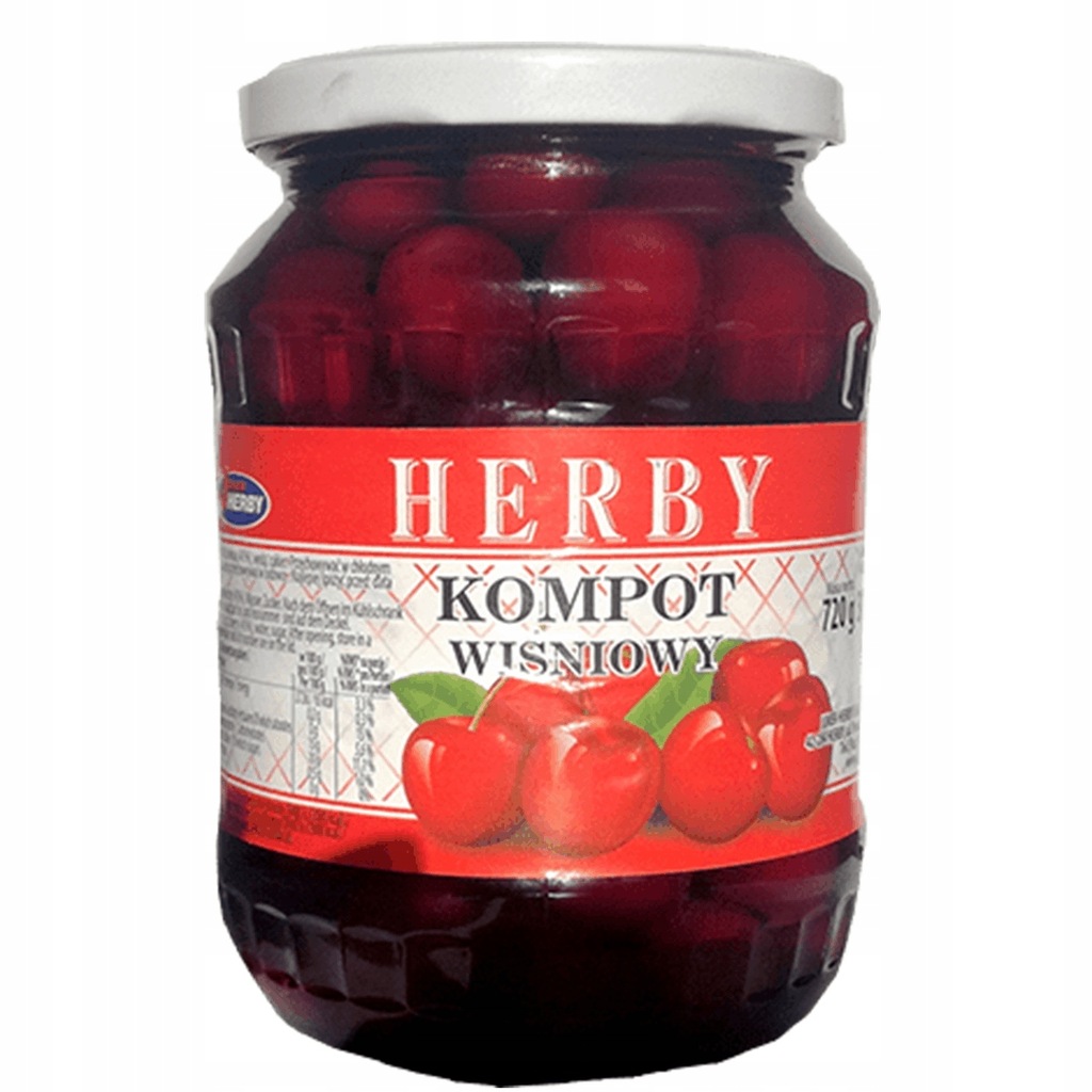 HERBY Kompot wiśniowy w słoiku 720g - 9205974020 - oficjalne archiwum Allegro