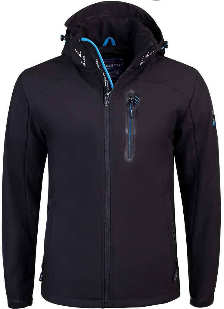 KURTKA MĘSKA SOFTSHELL Z KAPTUREM WIOSENNA PRZEJŚCIOWA WODOODPORNA ...