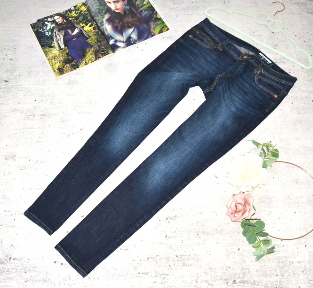 EDC granatowe JEANS DENIM proste KLASYCZNE wygodne 40 L - 14972874290 ...
