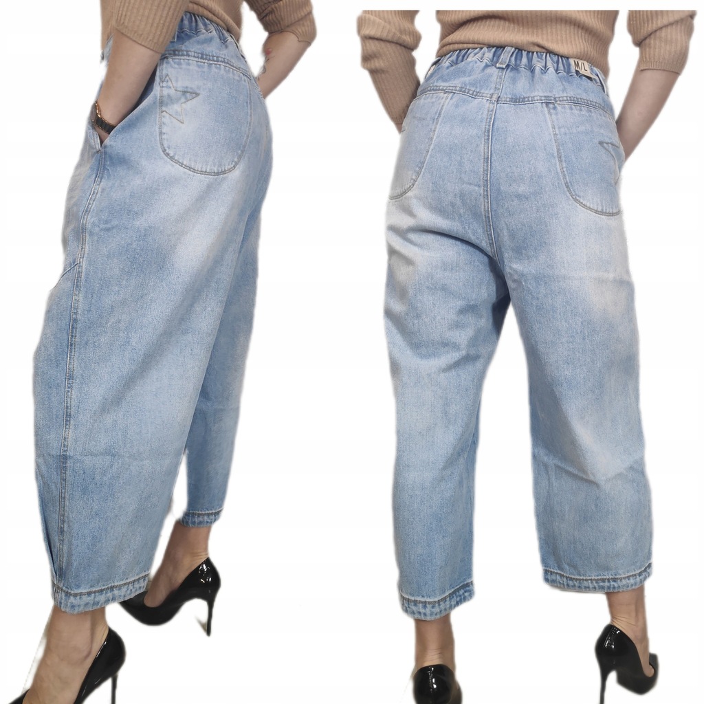 Spodnie Jeansowe Damskie Pumpy Jeansy Szerokie L/M - 13508987166 ...