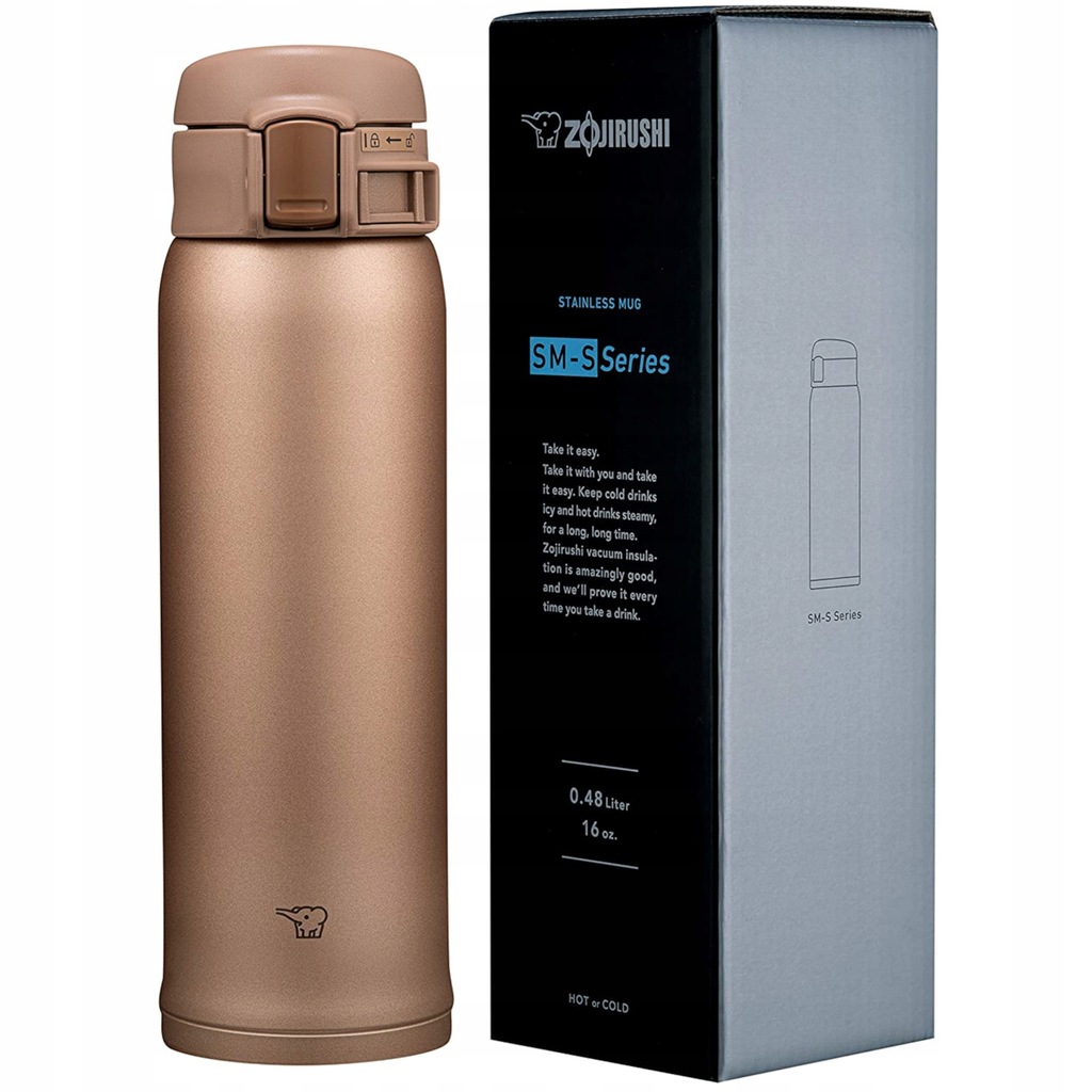 Kubek termiczny termos do pracy bidon ZOJIRUSHI SM-SR48E-NM Złoty 480ml - 14432804253 ...