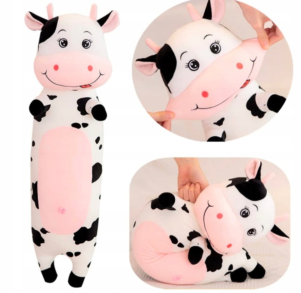 MASKOTKA PLUSZAK KROWA KRÓWKA WAŁEK PODUSZKA PLUSZOWA 70CM ...