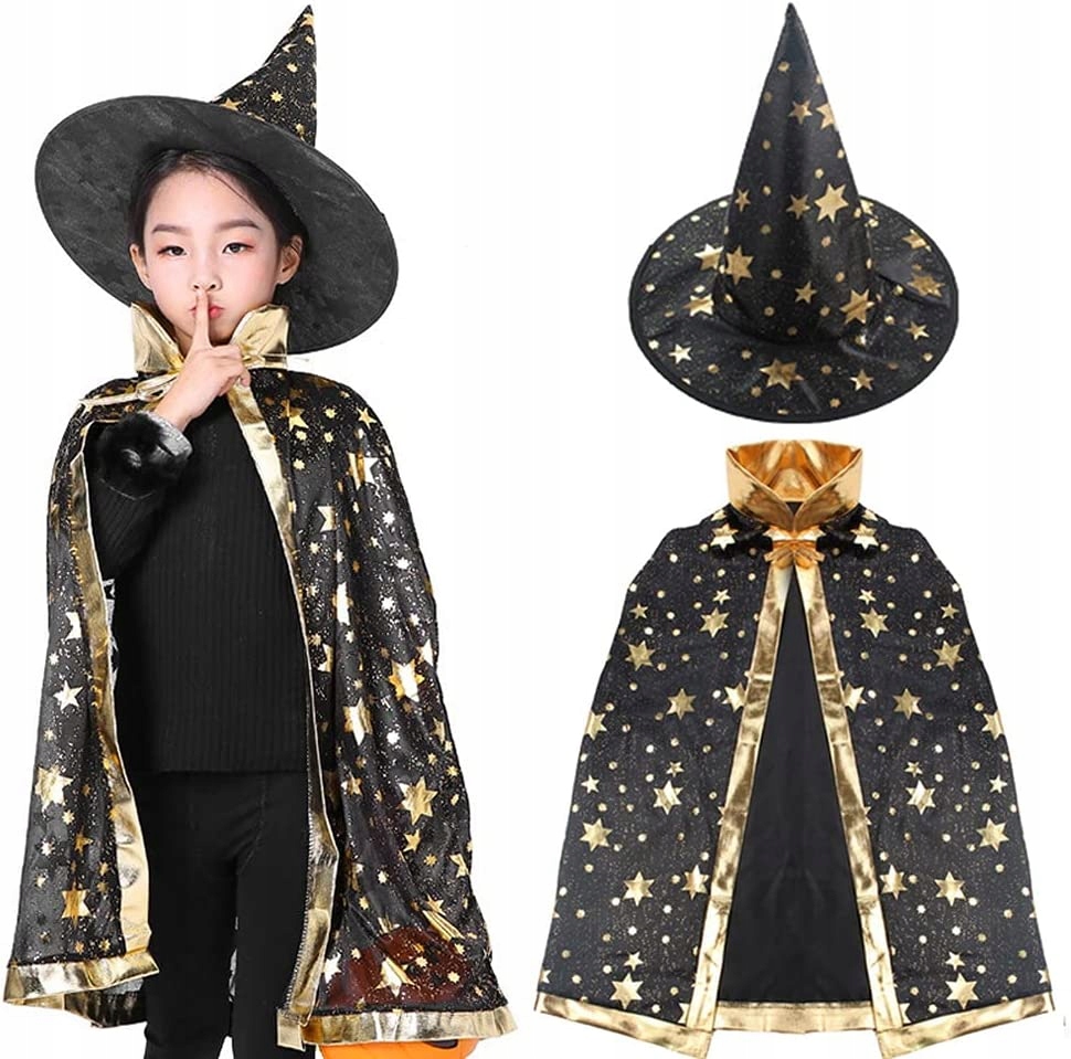 Halloween Strój Peleryna Czarodzieja+kapelus - 12571153544 - oficjalne ...