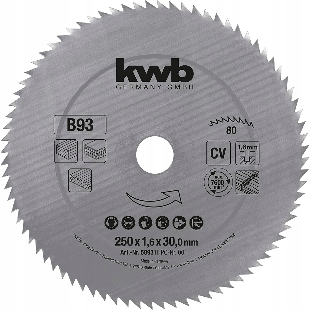 KWB PIŁA Tarcza TNĄCA DO DREWNA 250x30 mm - 13218334445 - oficjalne archiwum Allegro