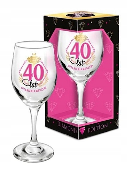 Kieliszek do wina 220ml na urodziny prezent 40 LAT - 12756446581 - oficjalne archiwum Allegro