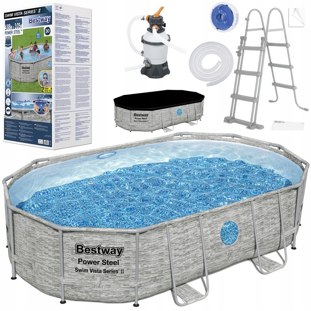 Bestway Basen stelaż 488x305x107 11w1 kamień 56946 - 13559704451 ...
