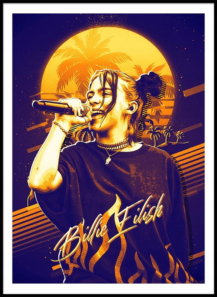 Plakat 50x70 grafika wzór BILLIE EILISH 01 - 12042477476 - oficjalne archiwum Allegro
