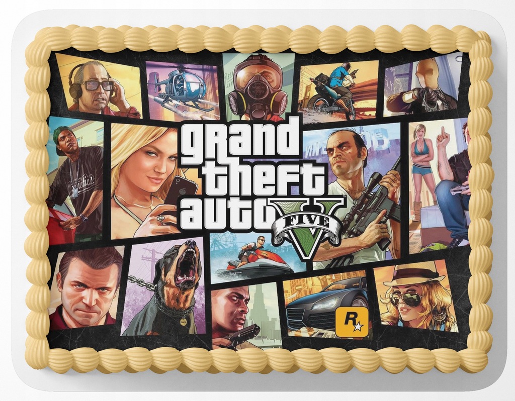 OPŁATEK NA TORT A4 - GTA 5 - 12810424466 - oficjalne archiwum Allegro
