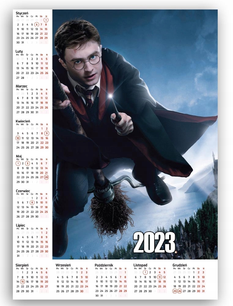 KALENDARZ PLAKATOWY A4 PDM HARRY POTTER 02 2023 - 12720910580 - oficjalne archiwum Allegro