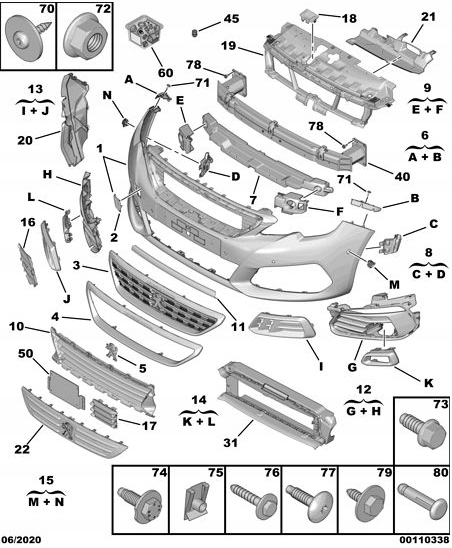 KIEROWNICA POWIERZA ZDERZAK PRZÓD PEUGEOT 308 17- - 10644084823 ...