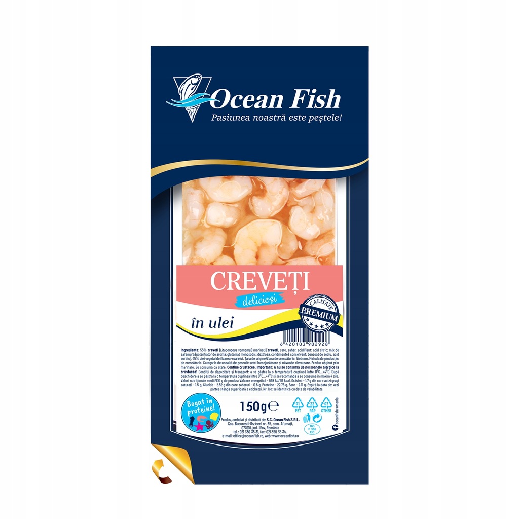 Krewetki w oleju 150g Ocean Fish - 14729048499 - oficjalne archiwum Allegro