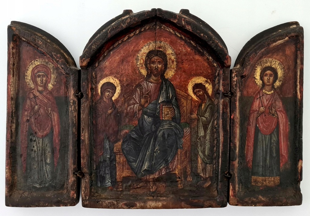 Ikona Tryptyk, Deesis, Św Paraskiewa, Barbara 0285 - 13961841530 - oficjalne archiwum Allegro