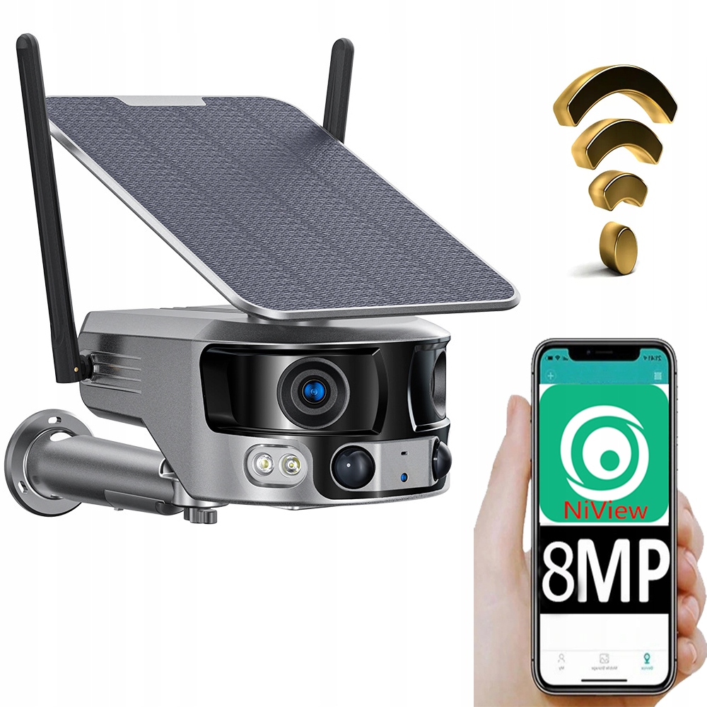 Kamera Solarna Zewnętrzna Obrotowa IP HD WiFi 8MPx - 13458444039 ...