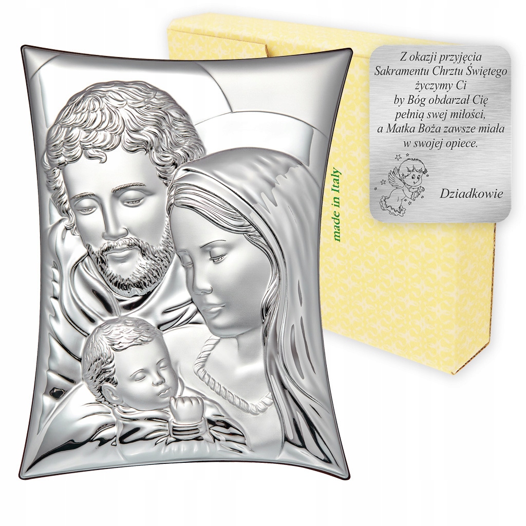 Obraz srebrny Święta Rodzina Prezent Ślub Komunii - 7930001375 - oficjalne archiwum Allegro