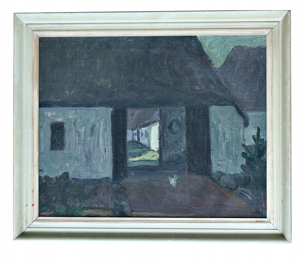 ERIK KOLLNER WIEJSKIE PODWÓRKO STARY OBRAZ OLEJNY - 13091074418 ...