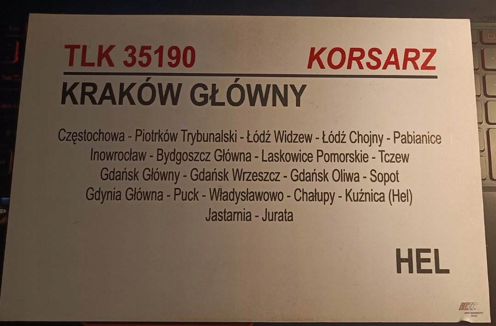 Tablica Relacyjna PKP TLK Korsarz (Hel) - 13061527252 - oficjalne ...