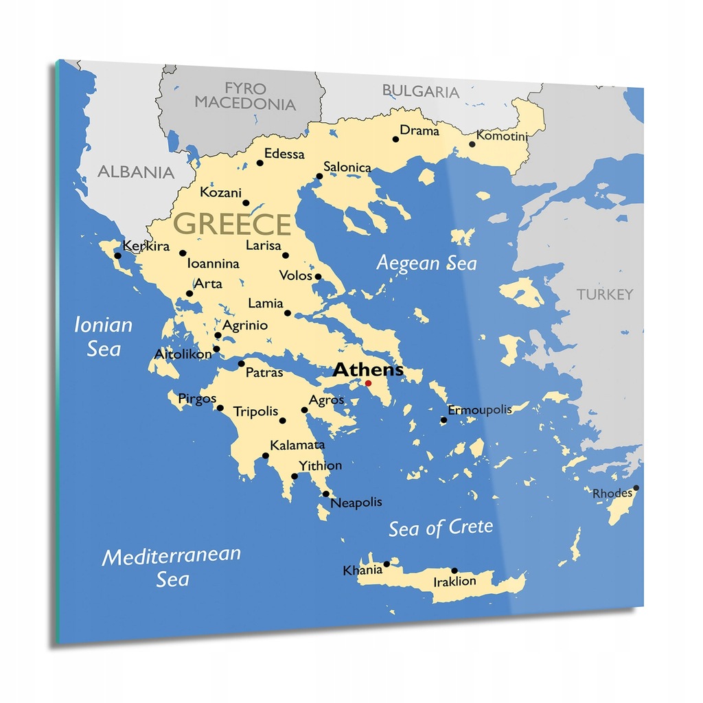 Mapa Grecja morza Foto na szkle na ścianę 60x60 - 10781425456 ...