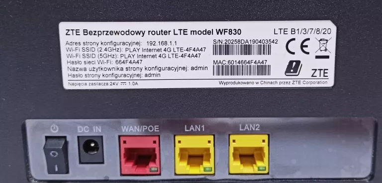 ROUTER ZEWNĘTRZNY ZTE WF830 - 12526389821 - oficjalne archiwum Allegro