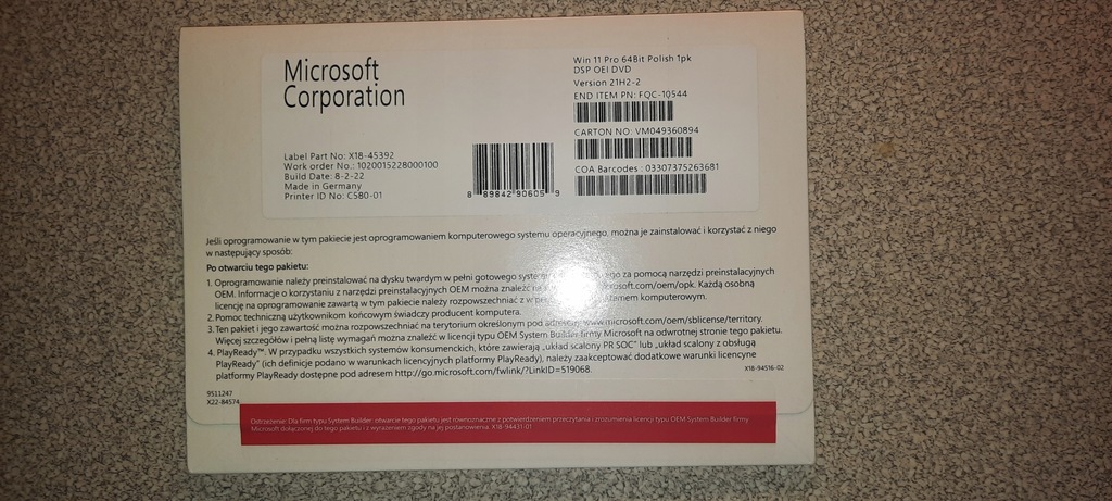 System Microsoft Windows 11 PRO 64 Bit PL BOX DVD - 14356980451 ...