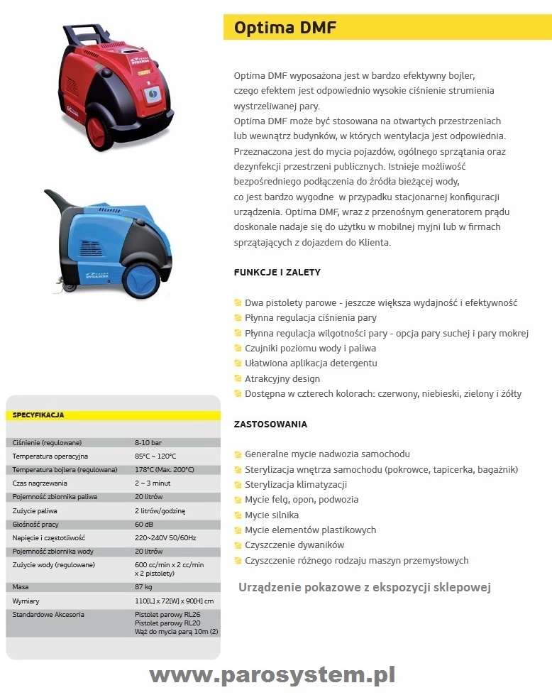 Myjnia parowa myjka Optima DMF + Akumulator !!! - 7835076630 ...