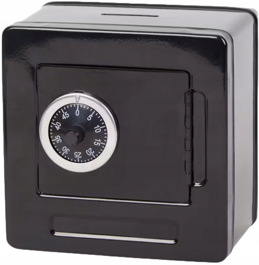 Mini Sejf zamek szyfrowy Kasetka na pieniądze metal Czarna 13,5x13,5cm ...