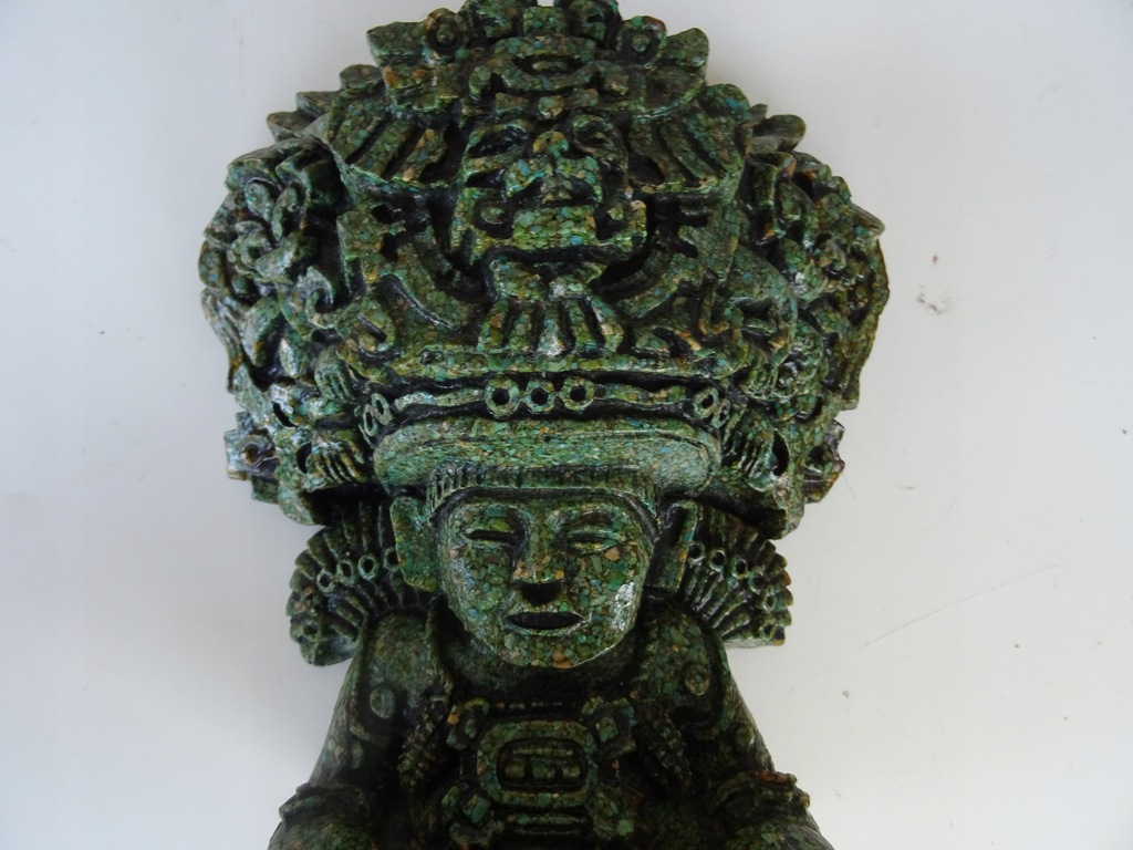 PIEKNA DUZA FIGURA RZEZBA W ŁADNYM KAMIENIU AZTECY - 12810525204 ...