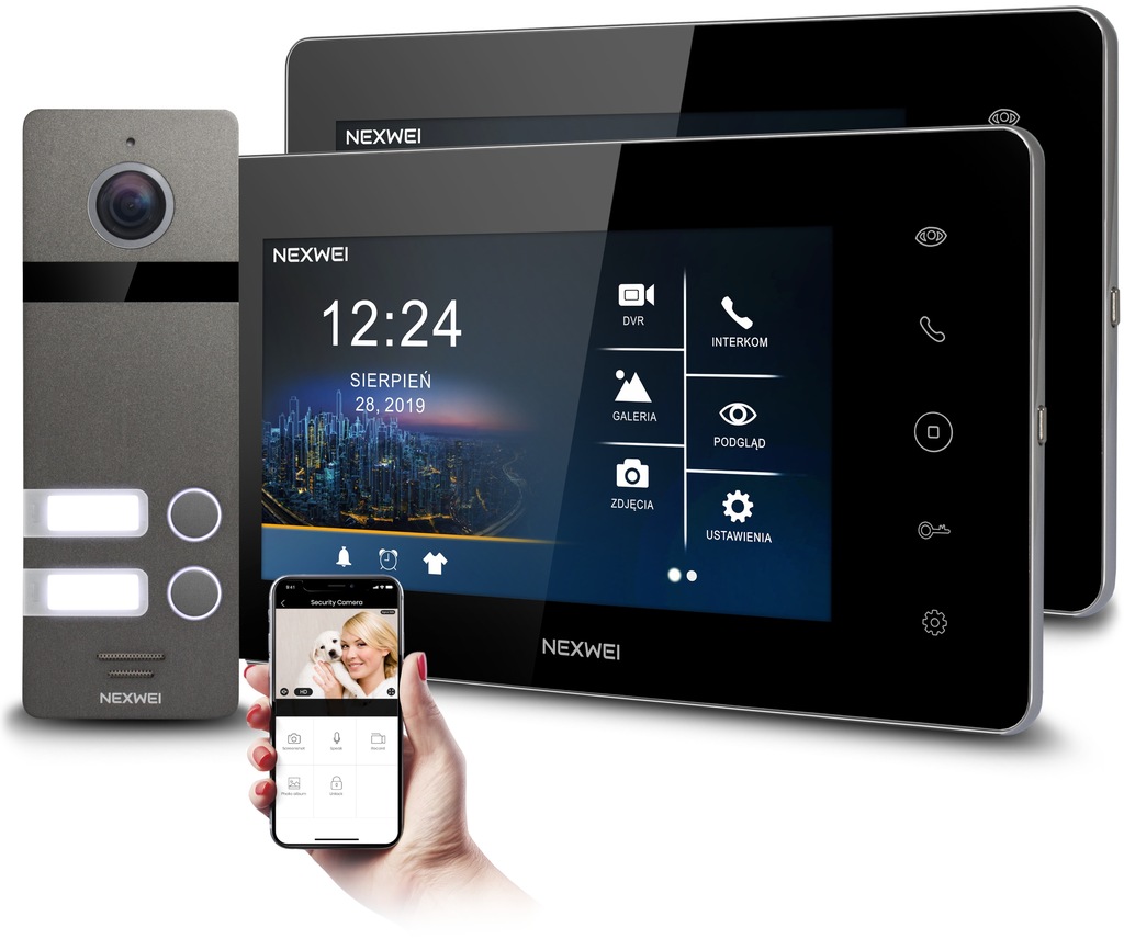 WIDEODOMOFON WiFi Domofon DWURODZINNY Pamięć DVR - 9887950509 ...