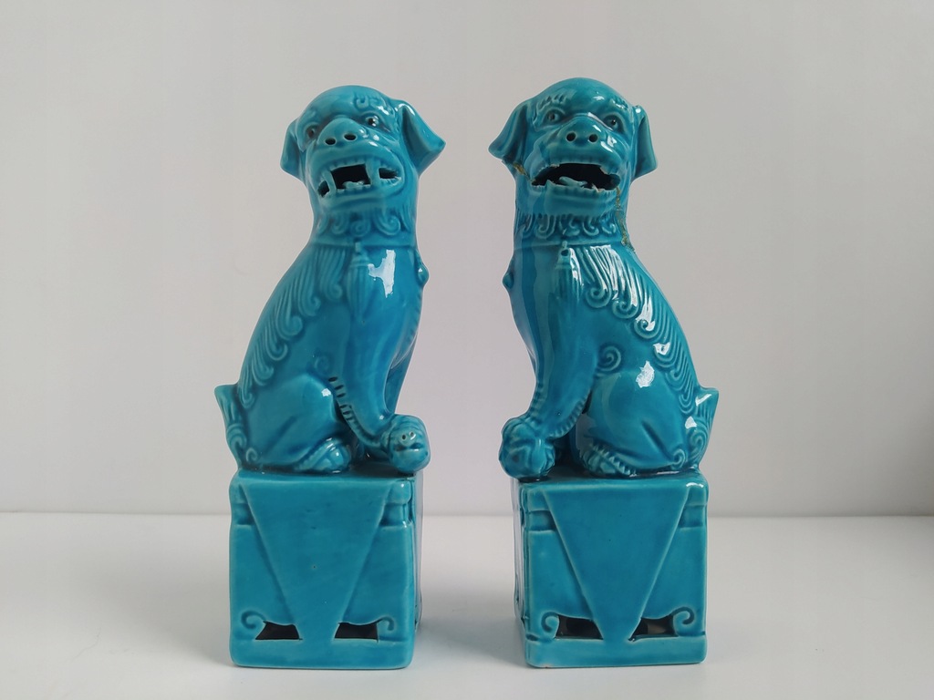 GABINETOWA FIGURKA BŁĘKITNA CHIŃSKI LEW PIES FOO ! - 12605052423 ...