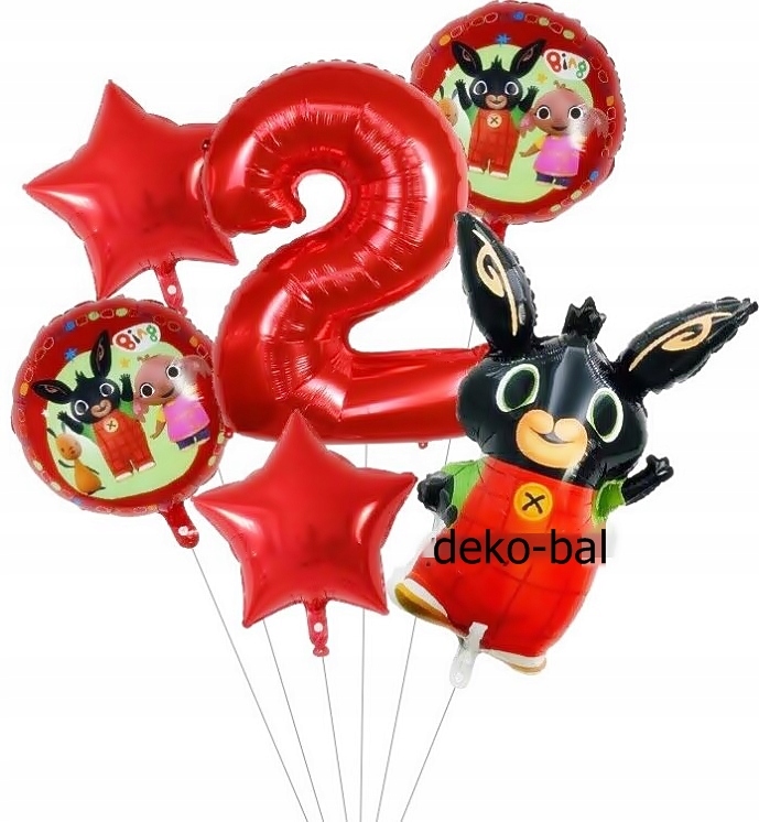 BALONY FOLIOWE DRUGIE 2 URODZINY KRÓLIK BING 5szt - 12728001062 ...