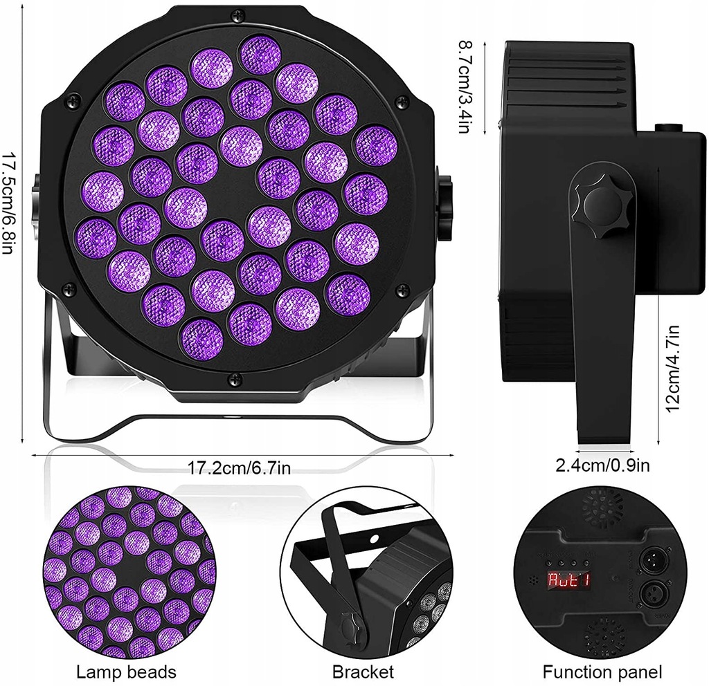 72W 36LED dyskotekowa lampa sceniczna z pilotem - 12153162189 - oficjalne archiwum Allegro