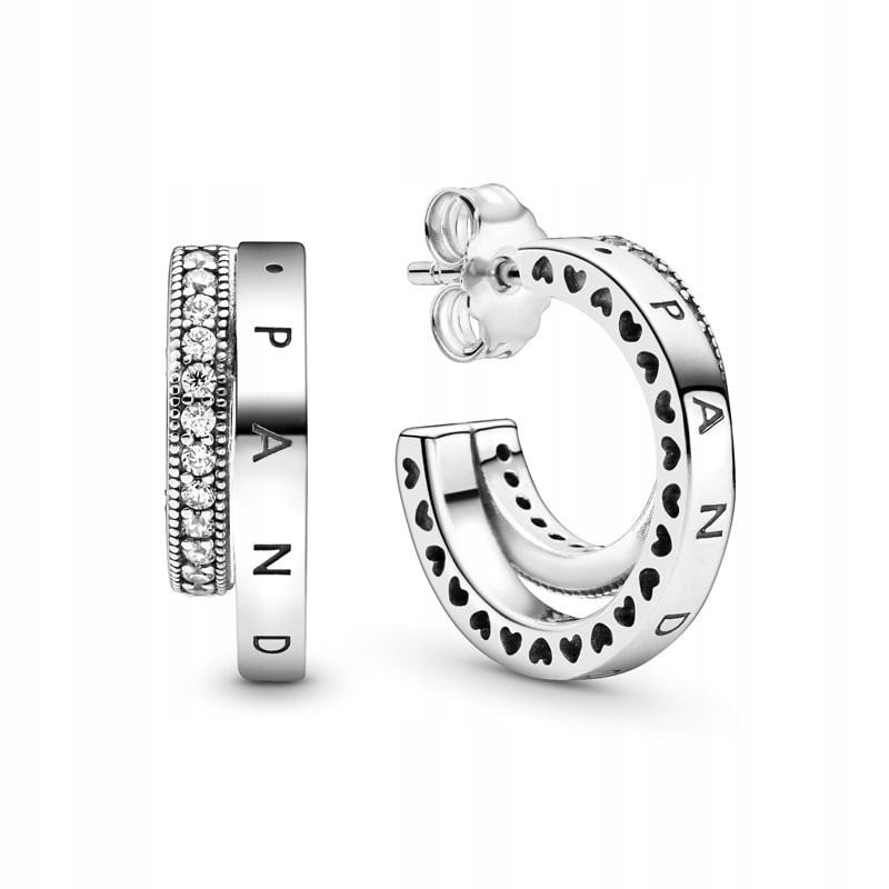 Kolczyki Pandora - Podwójne obręcze pavé 299056C01 - 12882976305 ...