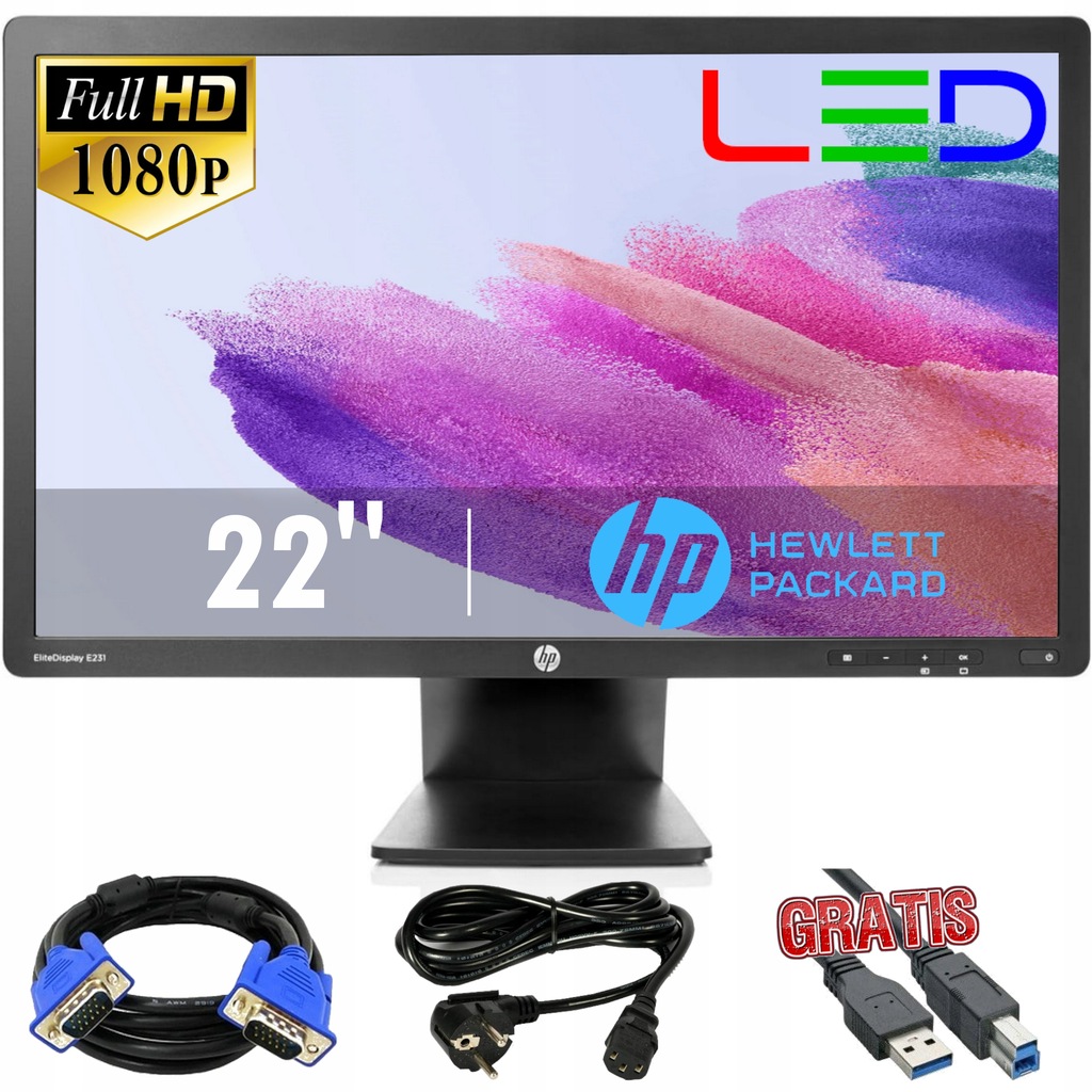 MONITOR HP E231 23'' FULL HD PIVOT DISPLAY - 12427211828 - oficjalne archiwum Allegro