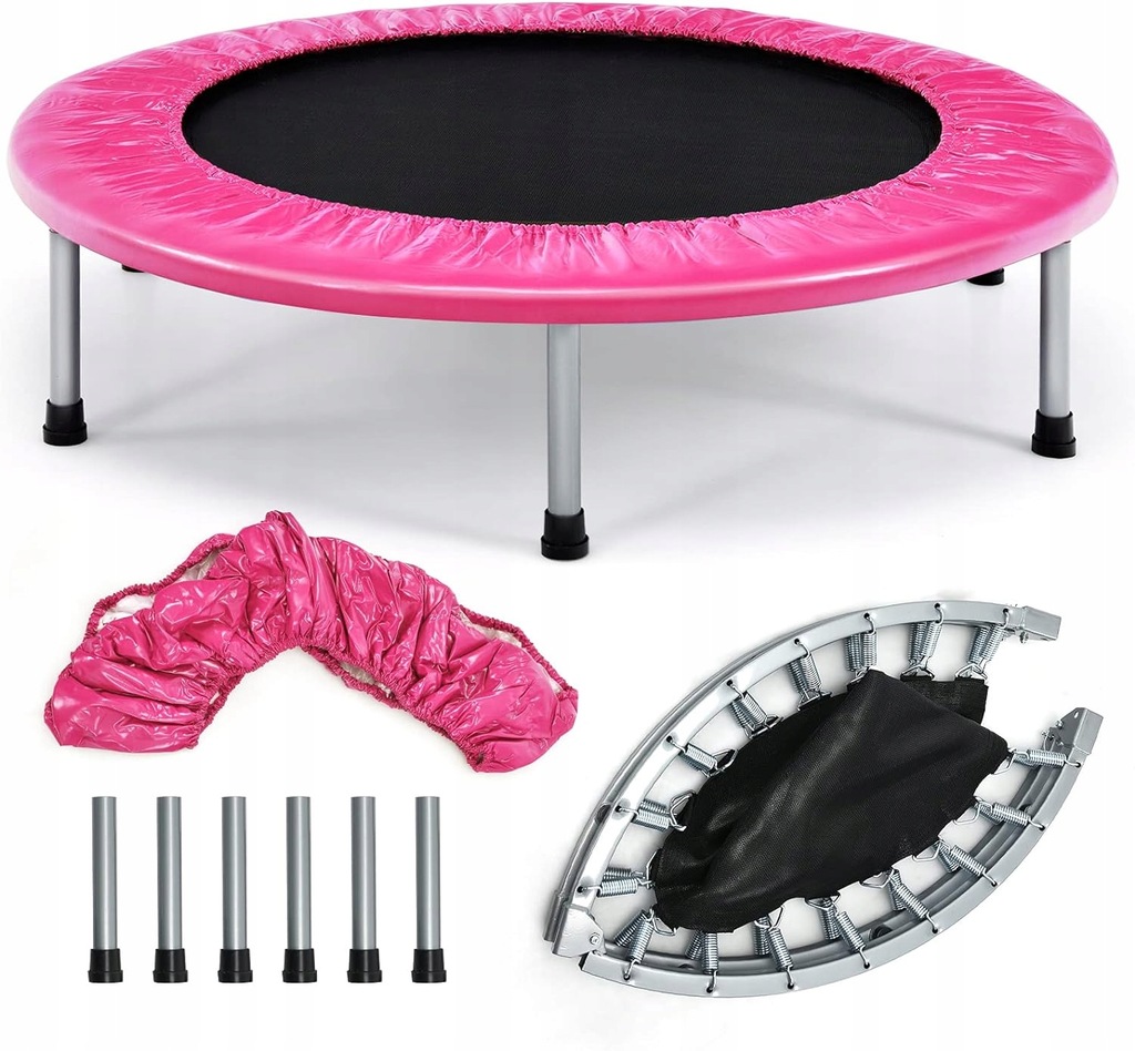 Mini trampolina Ø96 cm, składane elastyczne łóżko fitness różowy ...