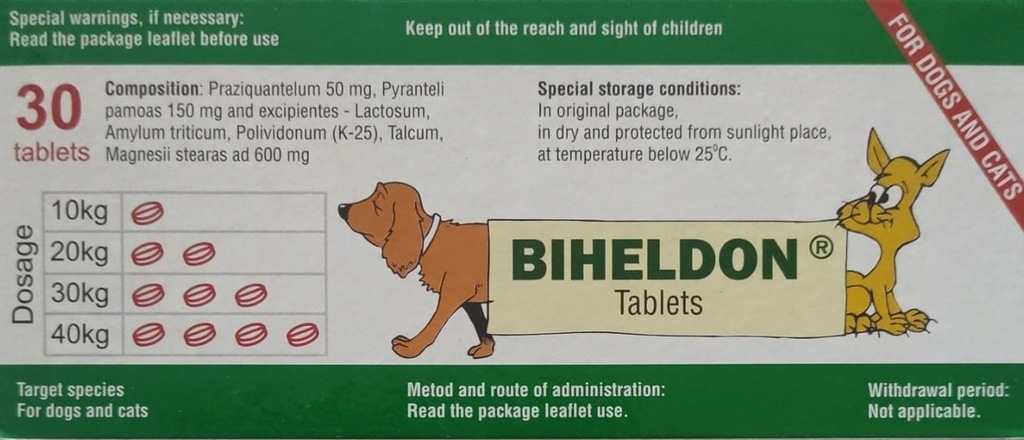 Biheldon odrobaczenie Psa Kota 16 tabletek - 12316835435 - oficjalne ...