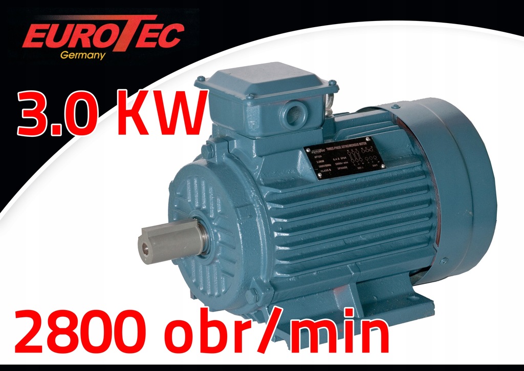SILNIK ELEKTRYCZNY 3KW 4HP 2800R/MIN EUROTEC AT124 - 7765736126 - oficjalne archiwum Allegro