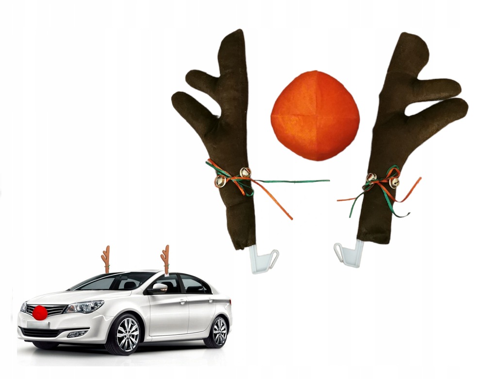 ROGI RENIFERA NA SAMOCHÓD nos ozdoba auto mikołaj - 12679298581 ...