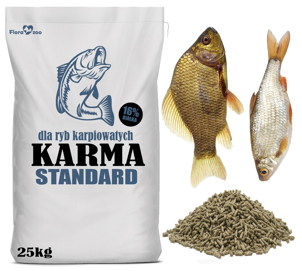 KARMA POKARM PASZA DLA RYB KARPI STANDARD 25KG - 7285278877 - oficjalne archiwum Allegro