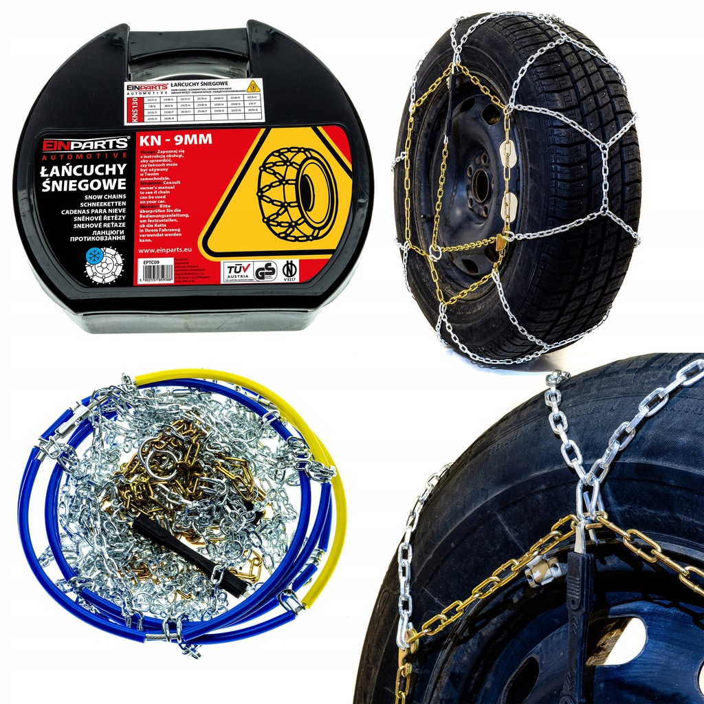 ŁAŃCUCHY ŚNIEGOWE NA KOŁA 15-19" 9mm KN130 R15 R16 R17 R18 R19 235/55R18 - 14786096190 ...