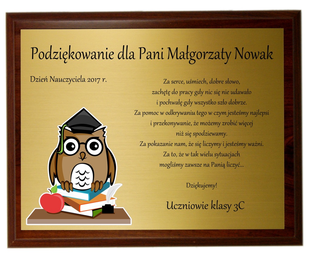 Dzień Nauczyciela Edukacji Prezent Dyplom SOWA - 6974302603 - oficjalne ...